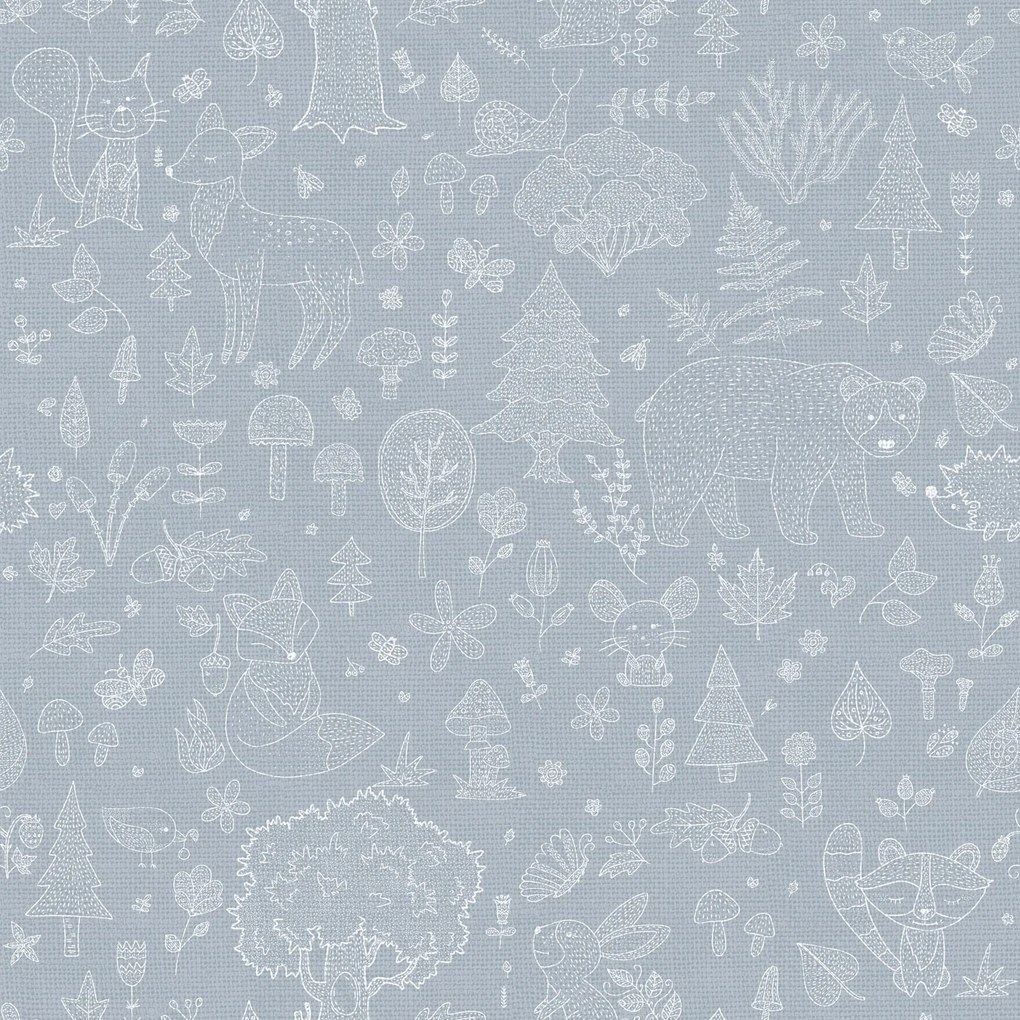 Modrá dětská vliesová tapeta na zeď, zvířátka, rostliny, 14806, Happy, Parato