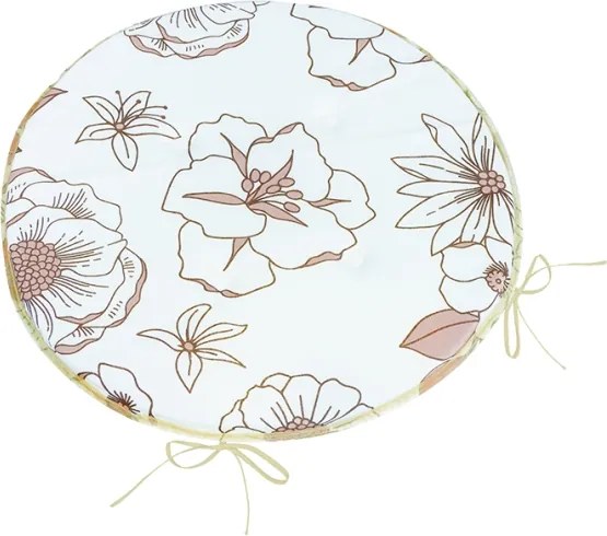 Bellatex Sedák Adéla kulatý hladký průměr 40 cm Květ Lososová,Bílá