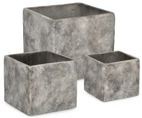 BIZZOTTO Set 3 nízkých květináčů MEILI šedá 0790760