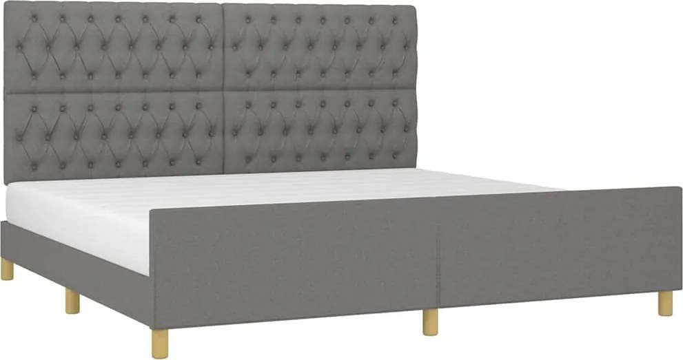 Rám postele s čelem tmavě šedý 200x200 cm textil 3125325