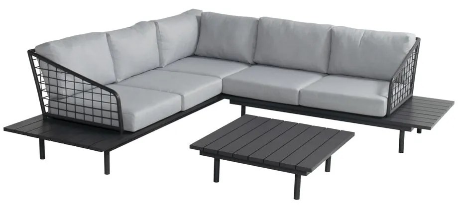 Černo-šedý hliníkový zahradní lounge set pro 4 Capri – Hartman