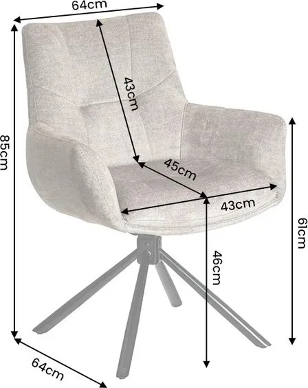 Designová otočná židle Vondila taupe samet