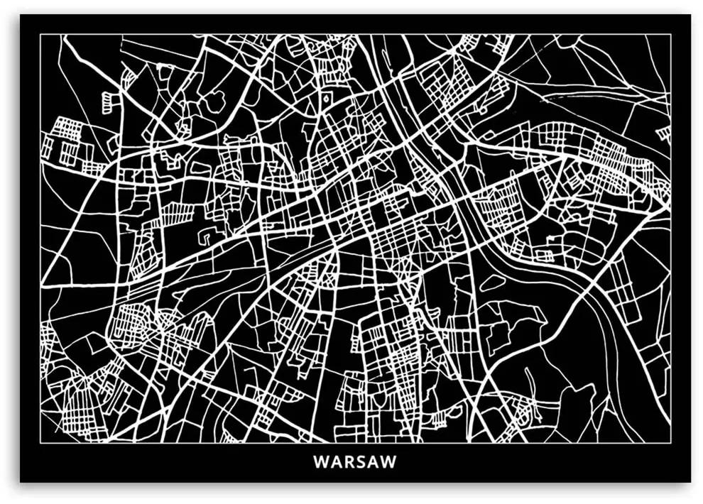 Obraz na plátně Varšava Mapa města - 60x40 cm