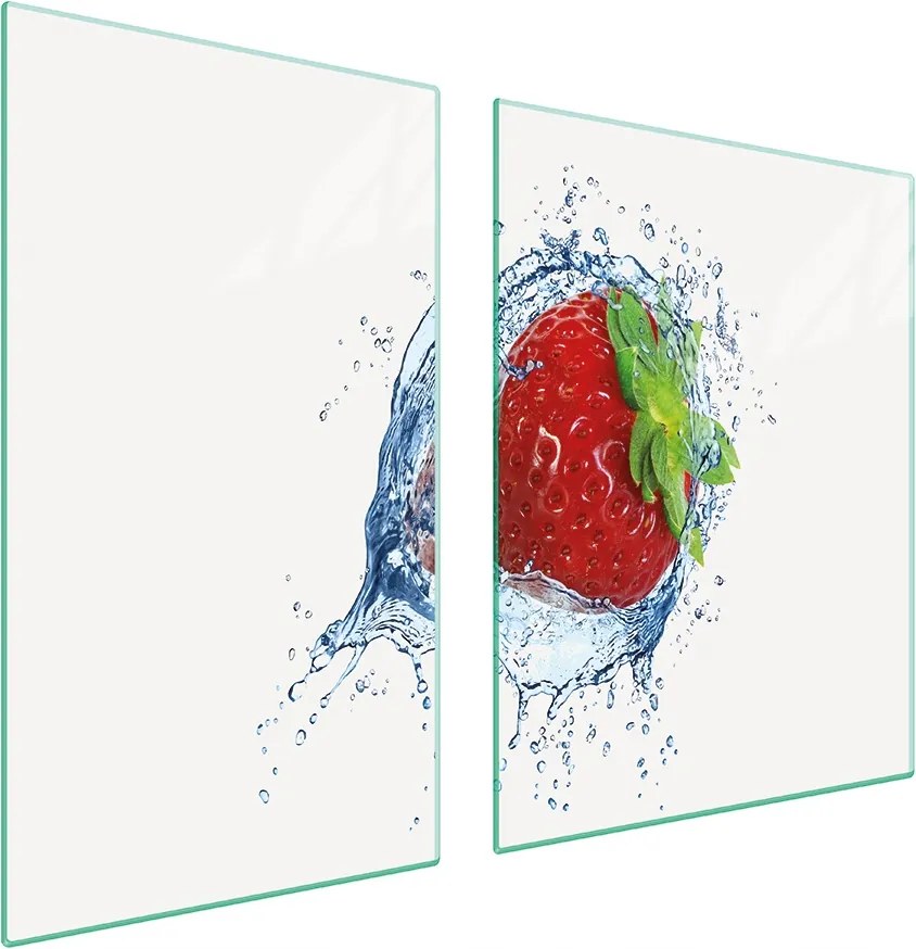 Skleněná Deska A Krájecí Deska 100x52 Jahoda Tvrzené Sklo
