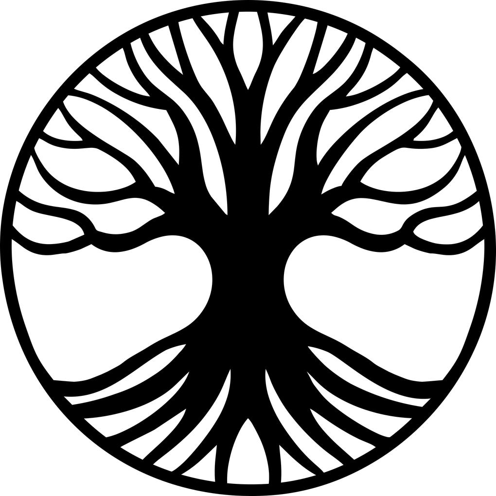 Dřevěný symbol Stromu života na zeď od 2opice.cz Materiál: ČERNÝ EBEN, Velikost (mm): 650 x 650