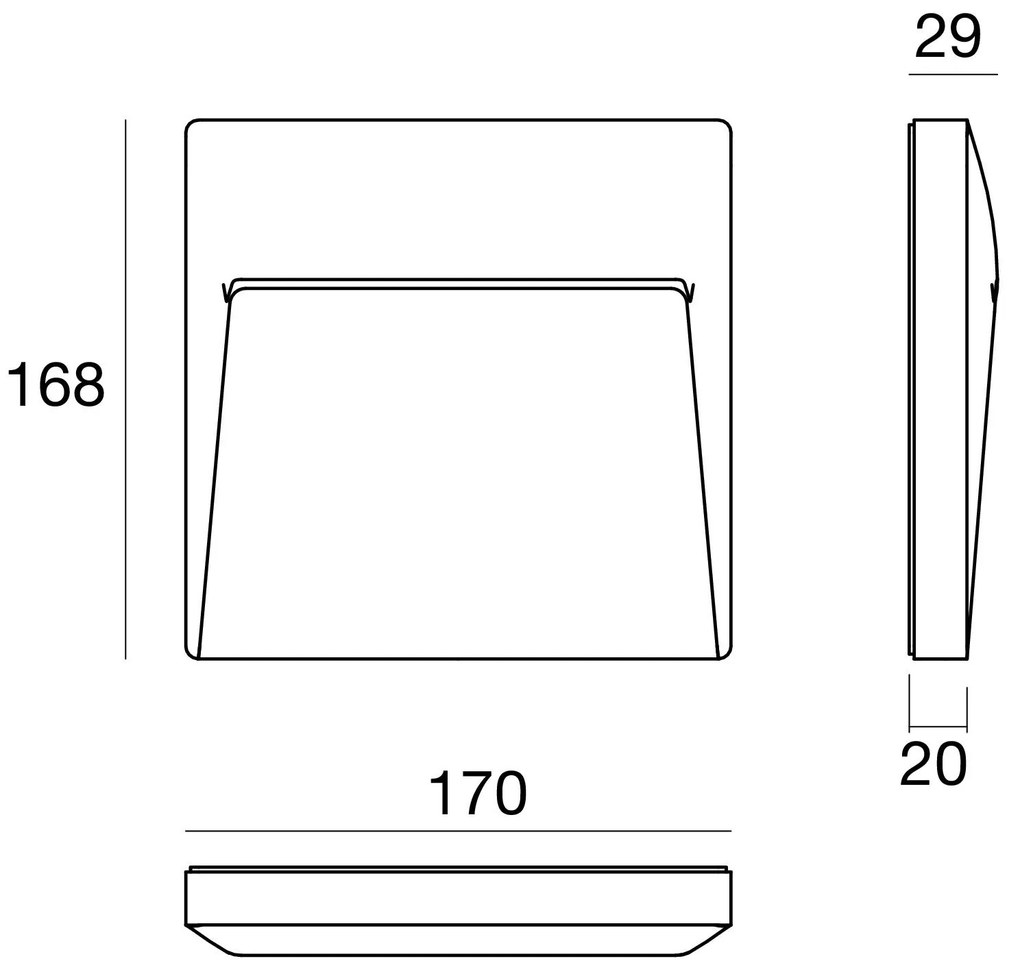 Linea Light Envelope_W Wall-Recessed, cortenové nástěnné svítidlo, 7W LED 3000K, 17x16,8cm, IP65