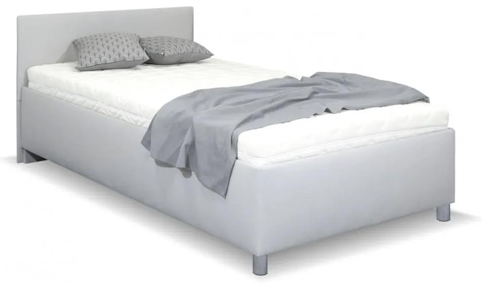 Zvýšená čalouněná postel s úložným prostorem Lyoneta, 140x200, světle šedá INTENA