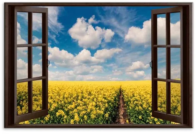 3D obraz jarní okno Velikost (šířka x výška): 120x80 cm