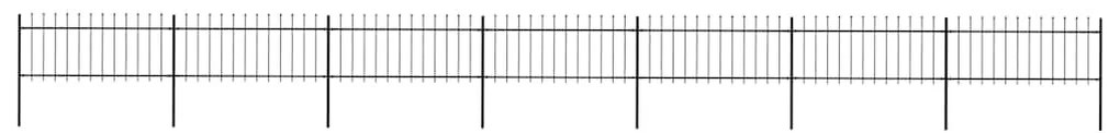 Zahradní plot s kopím nahoře ocelový 1172 x 80 cm černý 277608