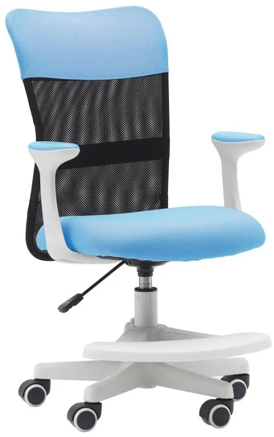 Dětská židle Neoseat MONKEY WHITE s podnoží — látka, bílá / světle modrá