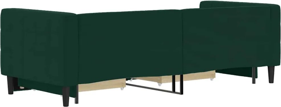 Válenda s přistýlkou a zásuvkami tmavě zelená 80 x 200 cm samet 3196734
