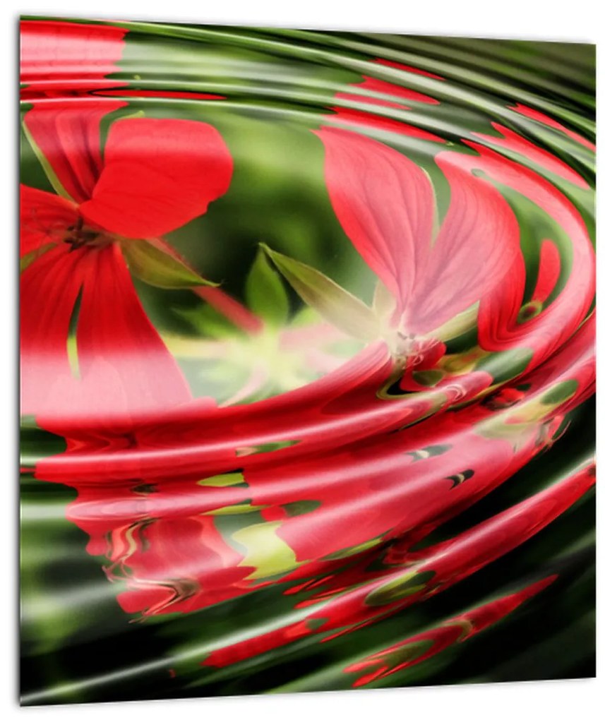 Abstraktní obraz - květy ve vlnách (30x30 cm)
