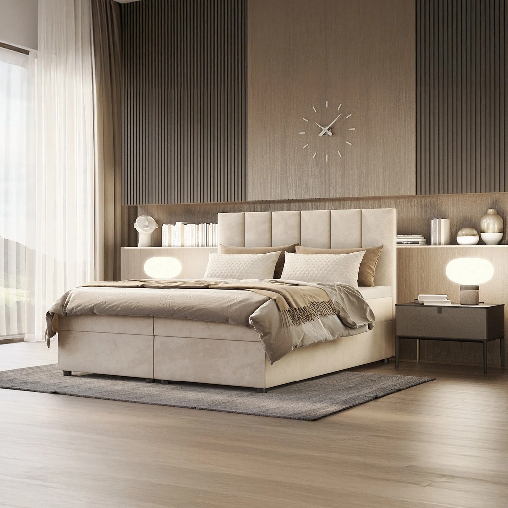 SFAB Kontinentální čalouněná postel VENUS (140x200 cm) Látka Velutto: Béžová (Velutto 02)