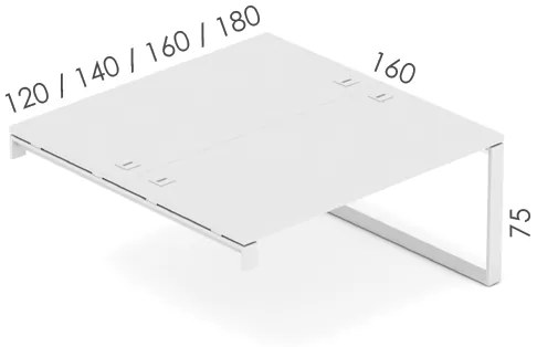 NABYTEK-DESIGNOVY.CZ - DEB12161O - Kancelářský opěrný stůl EPIC (2.osoby), 120/140/160/180cm, kovová podnož O, dub/černá