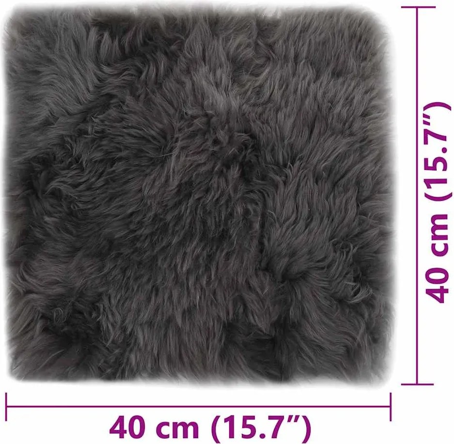 Podsedáky na židle 2 ks světle šedé 40 x 40 cm pravá ovčí kůže 284716
