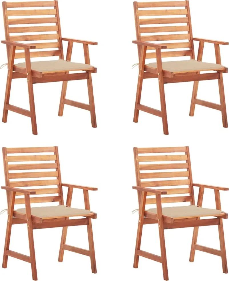 vidaXL Zahradní jídelní židle s poduškami 4 ks masivní akáciové dřevo [3078331] Barva: vínová červená