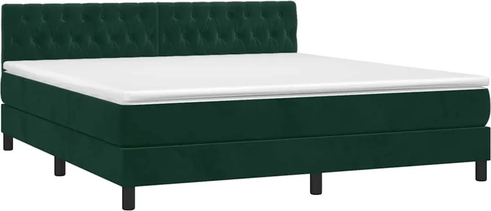 Box spring postel s matrací tmavě zelená 180x200 cm samet 3141500