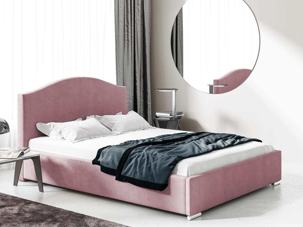 Eka Čalouněná postel MONTANA 120x200 cm Barva látky Trinity: (2310) Růžová, Úložný prostor: S kovovým rámem úložného prostoru