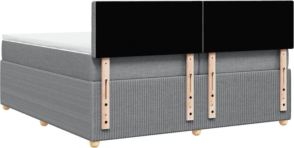 Box spring postel s matrací světle šedá 200 x 200 cm textil 3287577