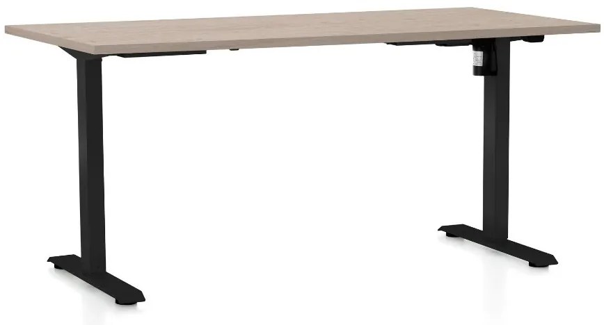 Výškově nastavitelný stůl OfficeTech A, 160 x 80 cm - černá podnož Barva: Bílá