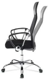 Autronic Kancelářská židle Kancelářská židle s podhlavníkem z ekokůže, potah černá látka MESH a síťovina MESH, houpací mechanismus, kovový kříž (KA-E305 BK)