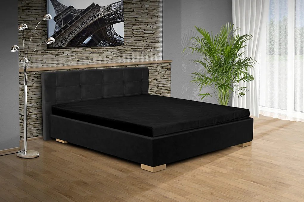 Manželská postel s úložným prostorem Alžběta Barva: černá 04, typ matrace: matrace masážní 15 cm
