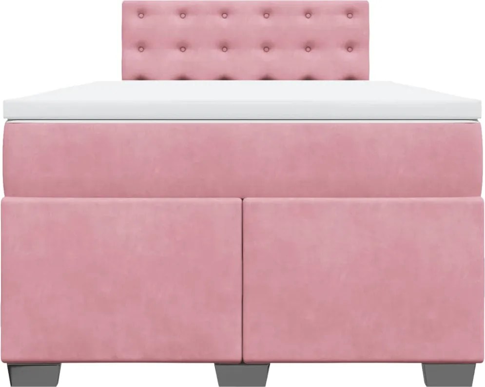 Box spring postel s matrací růžová 120 x 200 cm samet 3288599