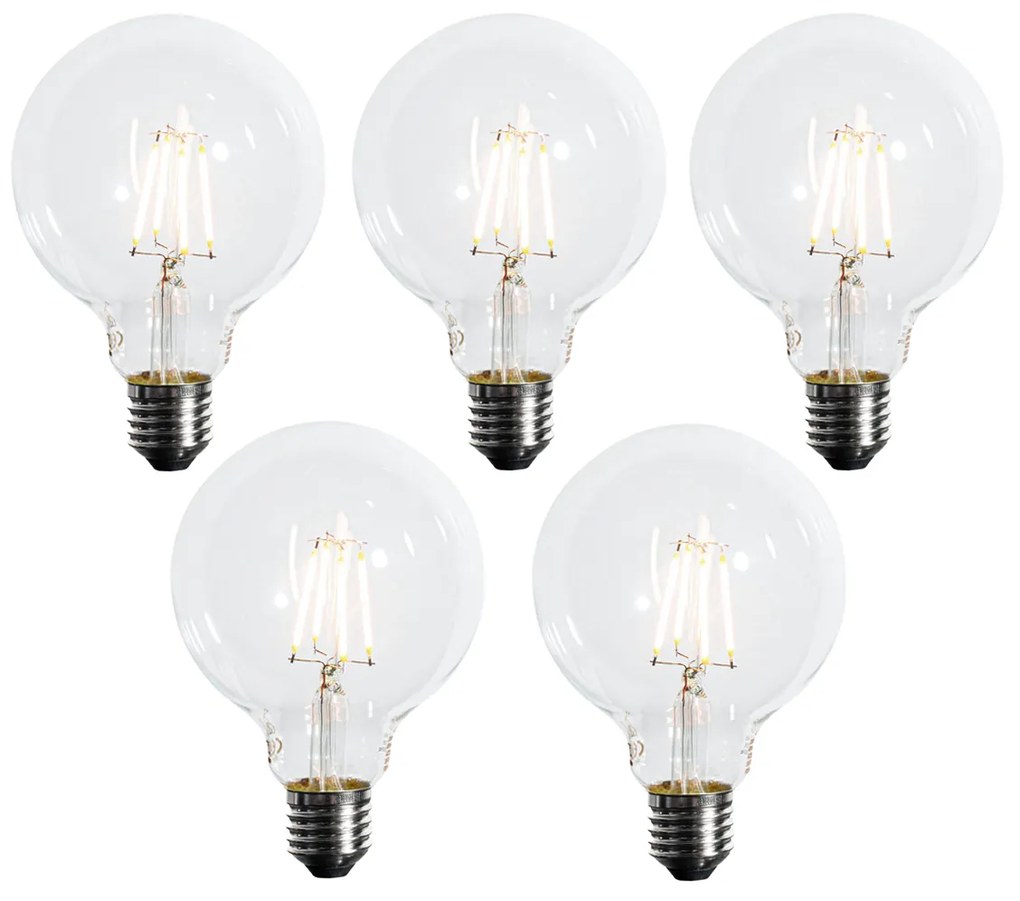 Sada 5 E27 3-stupňové stmívatelné LED žárovky G95 4W 450 lm 2700K