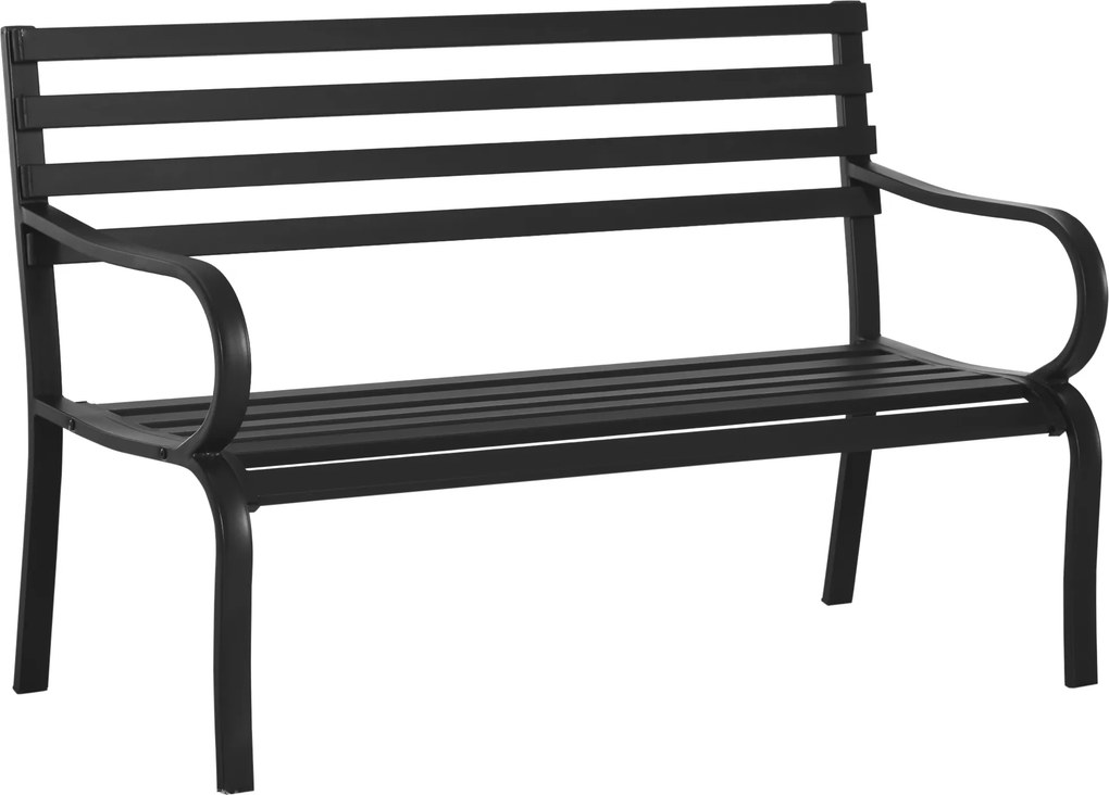Outsunny zahradní lavička pro 2 osoby s nosností 240 kg - venkovní a vnitřní nábytek 127 x 58 x 82 cm černá