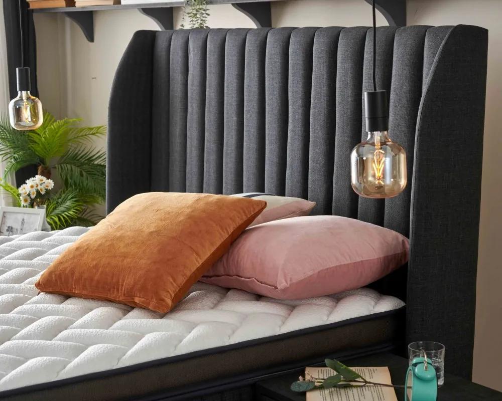 Čalouněná postel DREAM MODE s matrací - antracit 200 × 200 cm