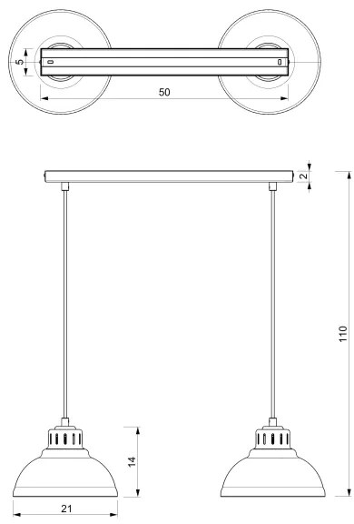 Lustr na lanku SVEN 2xE27/15W/230V černá