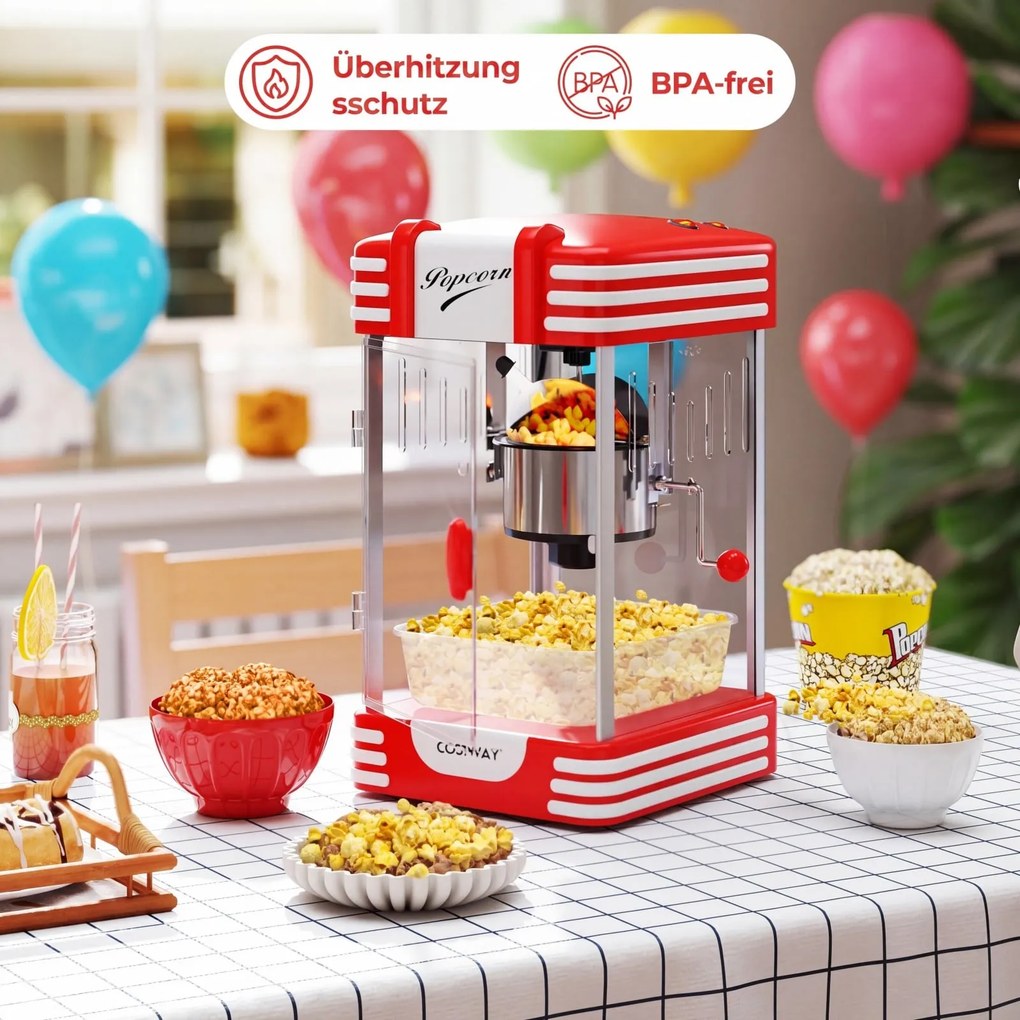 Costway Retro stroj na popcorn 300 W Stroj na popcorn ve stylu Cinema s hřejivým
