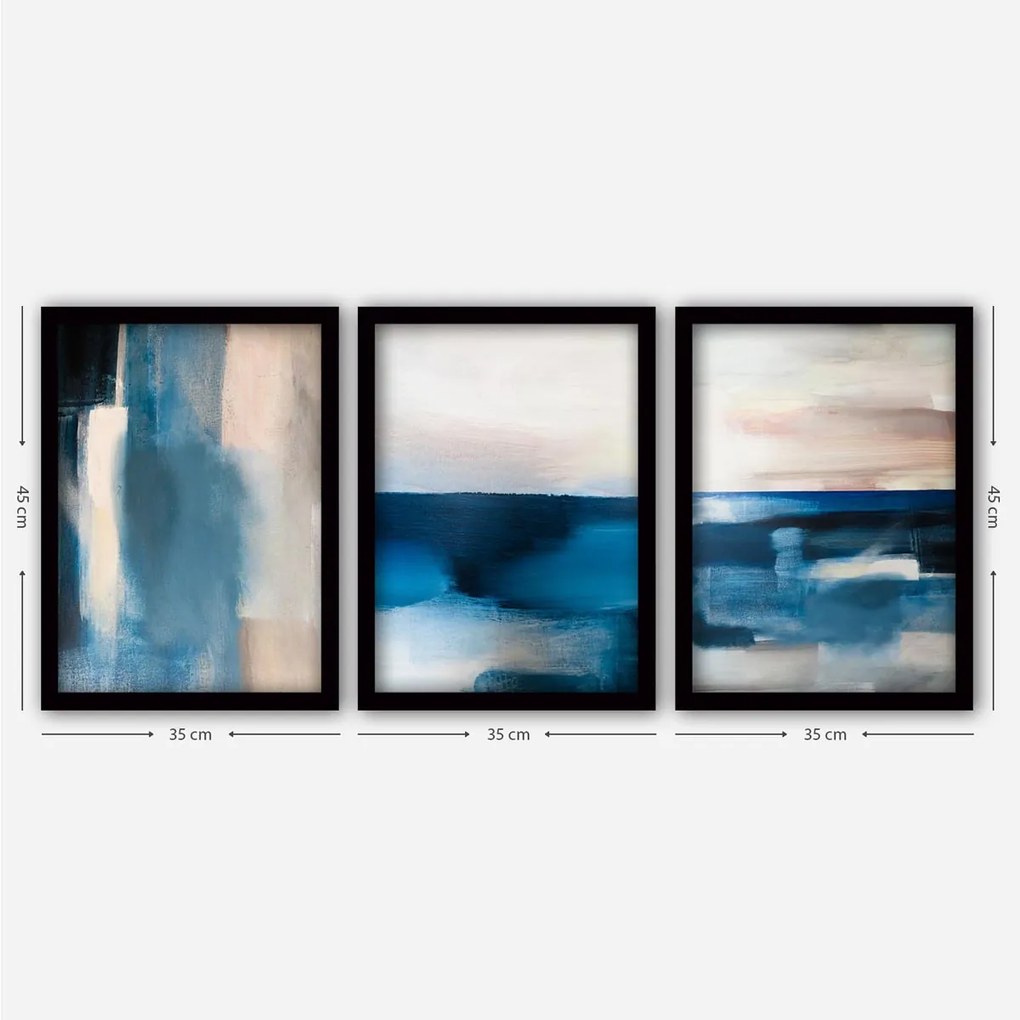 Asir Vícedílný nástěnný obraz Abstrakt Blue, 3 ks