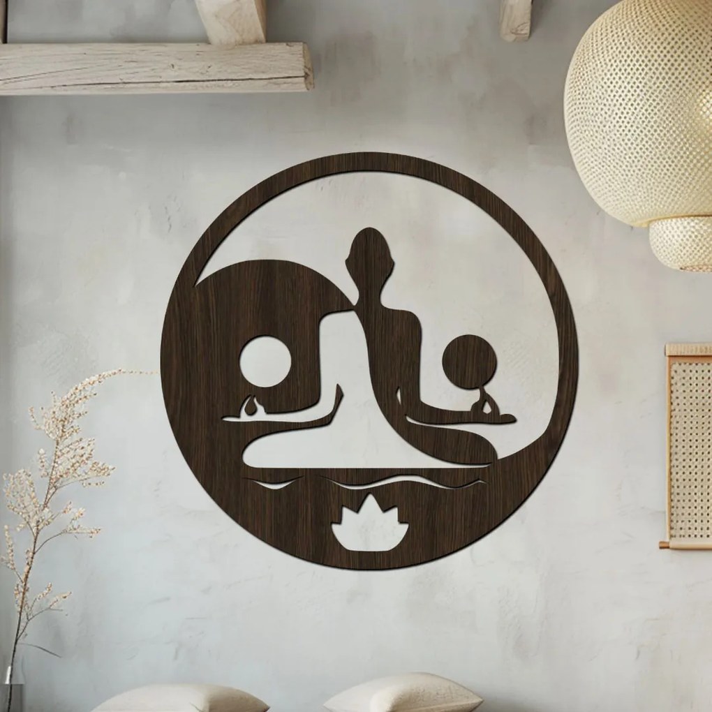 dřevo života Dřevěná dekorace na zeď YING YANG YOGA Zvolte barvu dekoru: Bílá, Zvolte rozměr Ø (cm): 95