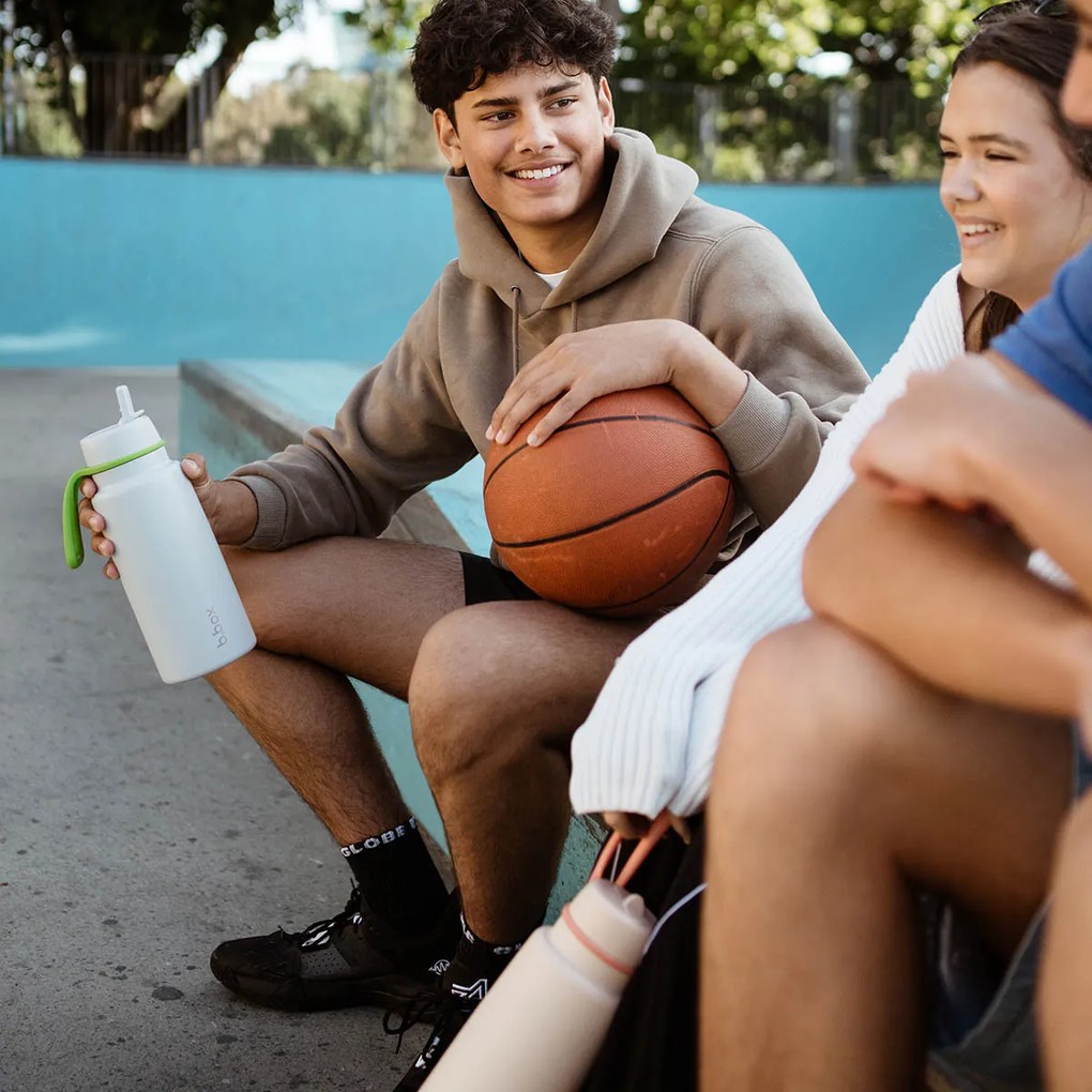 Nerezová termolahev s brčkem 1l - šedá/zelená