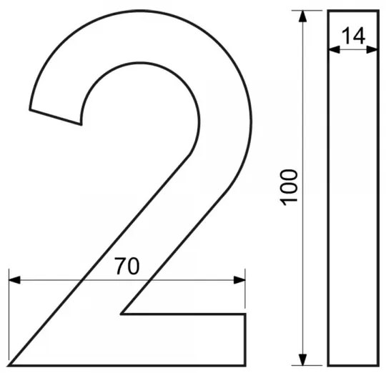 Domovní číslo "2", RN.100LV, broušené