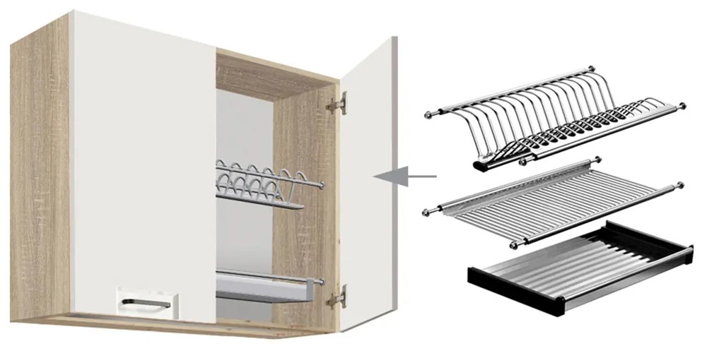 FAVORIT w | horní skříňka FW-53G s odkapávačem | 80 cm | bílá lesk | VÝBĚR KORPUSU