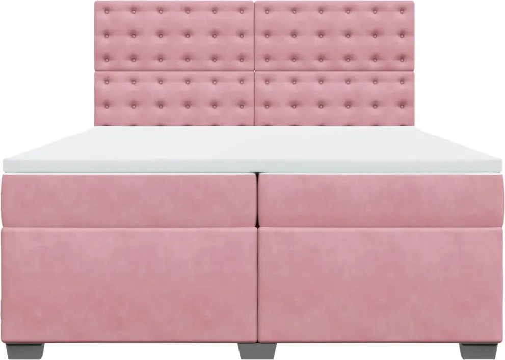 Box spring postel s matrací růžová 200x200 cm samet 3293319