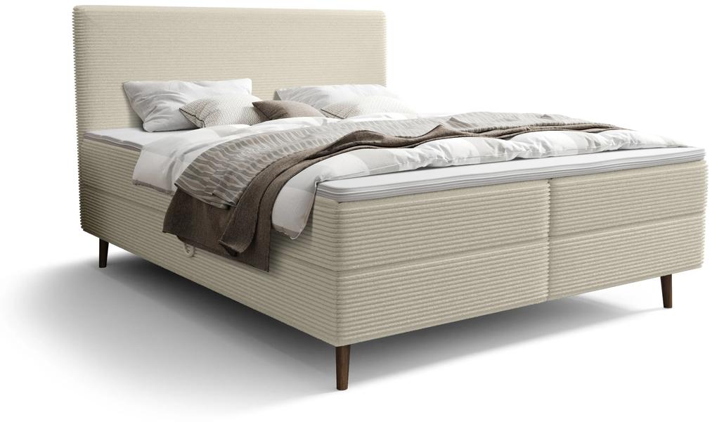 Manželská postel 160 cm Napoli Comfort (krémová) (s roštem, s úl. prostorem). 1082537