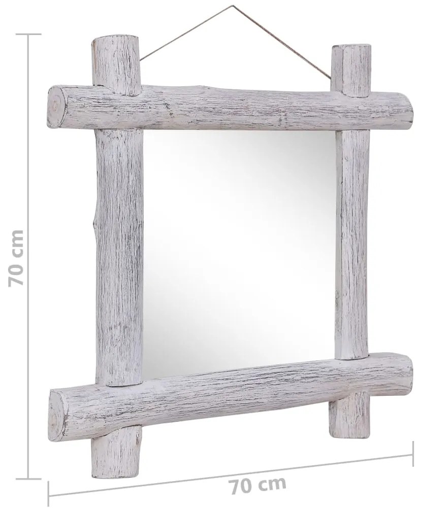 Dřevěné zrcadlo bílé 70 x 70 cm masivní recyklované dřevo - Default Title
