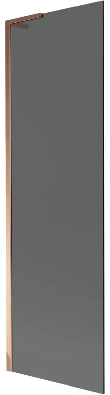 Mexen Next L, 1-křídlová vanová zástěna 60 x 150 cm, 6mm šedé sklo, růžové zlato profil, 895-060-000-03-40-60