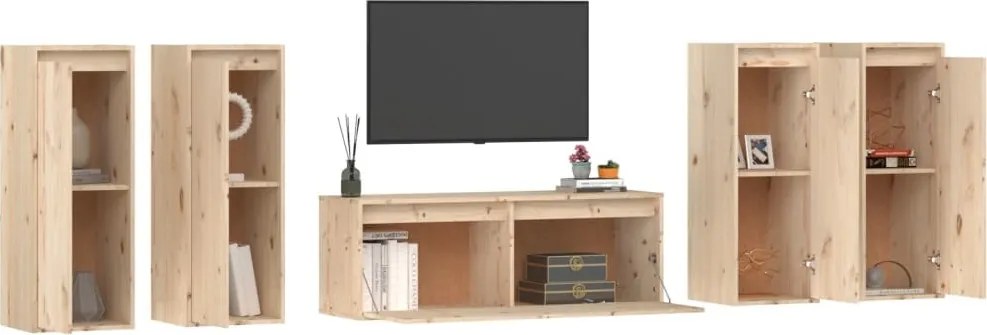 vidaXL TV skříňky 5 ks masivní borové dřevo [3100214] Barva: Černá