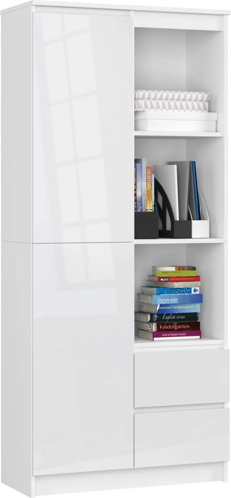 Regál R11 R80 2D2SZ bílá/bílý lesk