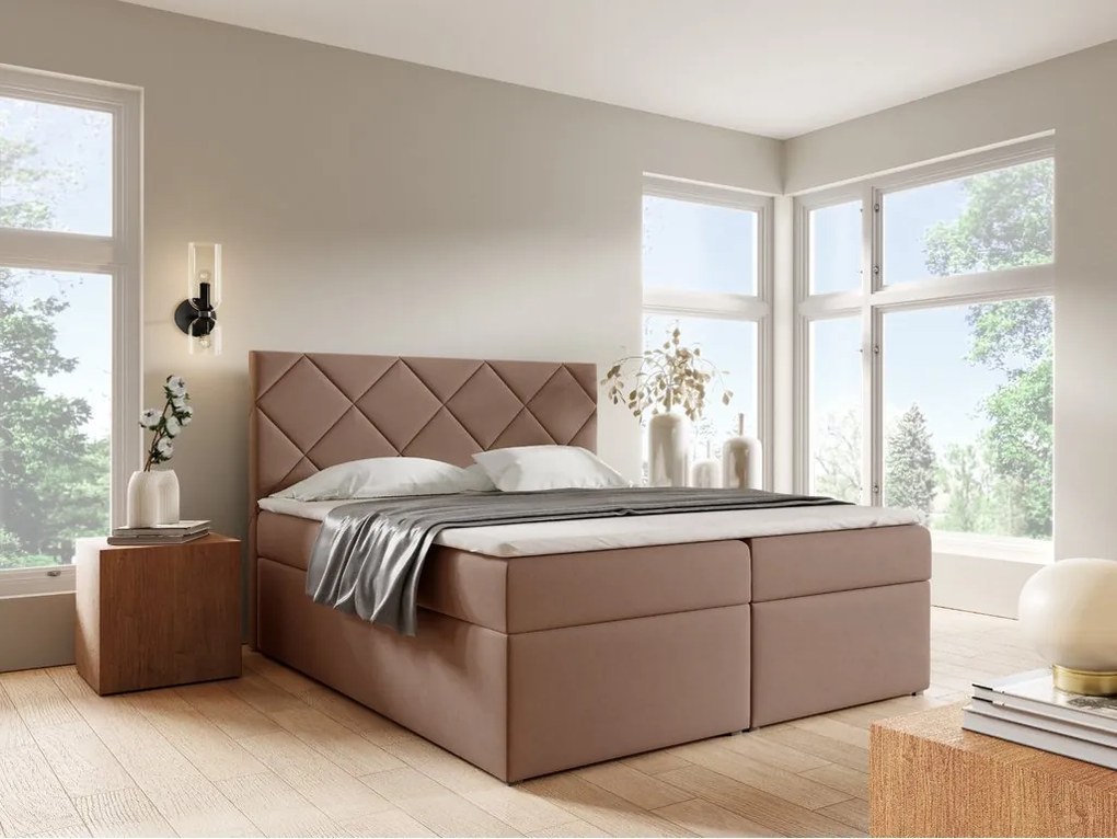 Eka Kontinentální čalouněná postel DIAMOND - Trinity (200x200 cm) Barva látky Trinity: Zelená (Trinity 2327)