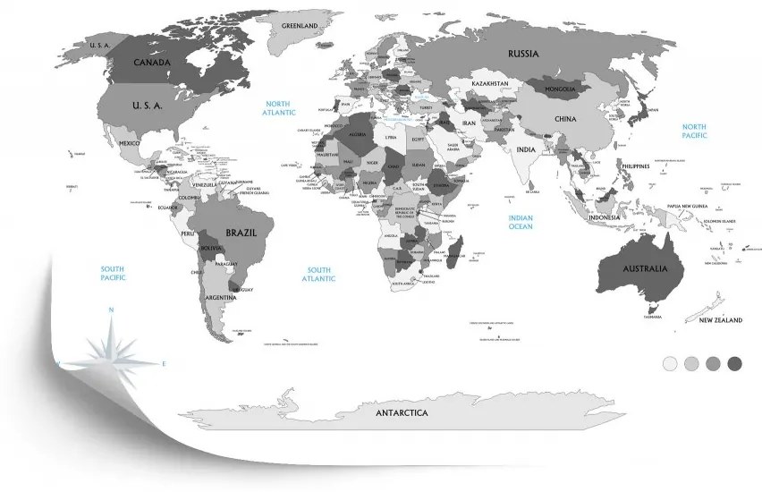 Fototapeta Mapa Světa Omyvatelný vlies 104x70.5