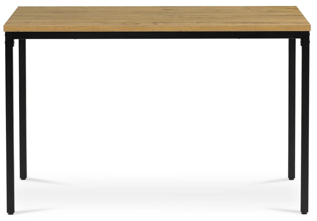 Stůl jídelní, 120x70 MDF deska, dýha divoký dub, kovové nohy, černý lak