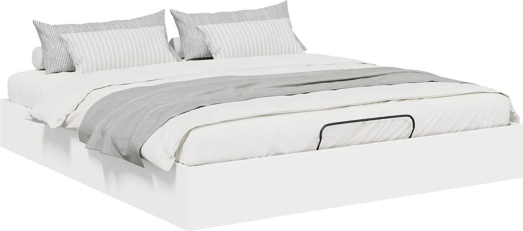 Ottoman postel Bílý 203 x 160 x 25 cm Dřevěný materiál 3409213