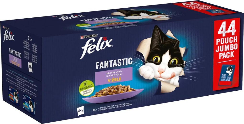 PURINA Kapsičky pro kočky Felix Fantastic hovězí, kuře, losos, tuňák 44 x 85 g