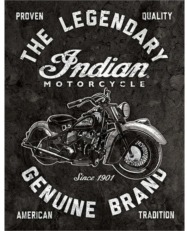 Plechová cedule Indian Motorcycles - Legendary 40 cm x 32 cm