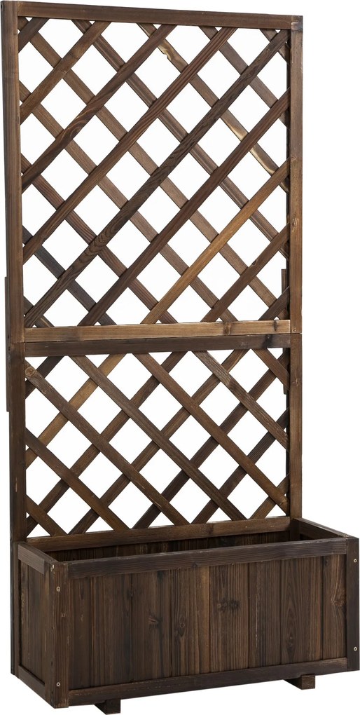 Vyvýšený zahradní záhonová skříňka Outsunny s treláží, dřevěná květinová skříňka, 72,5x31,5x149,5 cm pro zahradu, balkon, terasu, květináč pro popínav